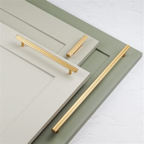 Brass Gold Grooved Reeded Cabinet T Bar Handles In 2 Sizes And Matching
