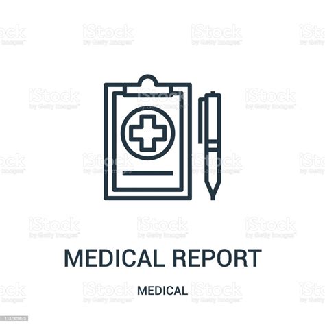 의료 컬렉션에서 의료 보고서 아이콘 벡터 얇은 라인 의료 보고서 개요 아이콘 벡터 일러스트 레이 션 웹 및 모바일 앱 로고 인쇄 미디어에 사용할 선형 기호입니다 0명에 대한