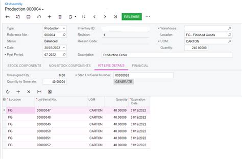 Parameters For A Report To Print From Kit Assembly • Acumatica Report