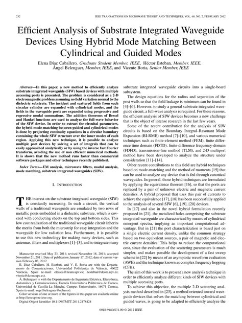 Pdf Efficient Analysis Of Substrate Integrated Waveguide Devices