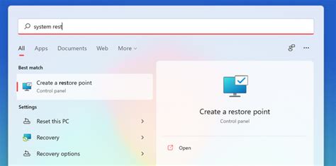 how to create system restore point in windows 11