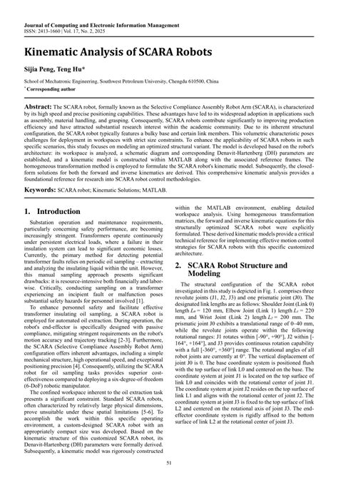 Pdf Kinematic Analysis Of Scara Robots