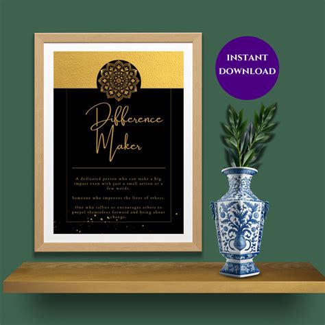 Difference Maker Print Definition Poster Black Gift For Therapist Psycholgist Room Wall Art