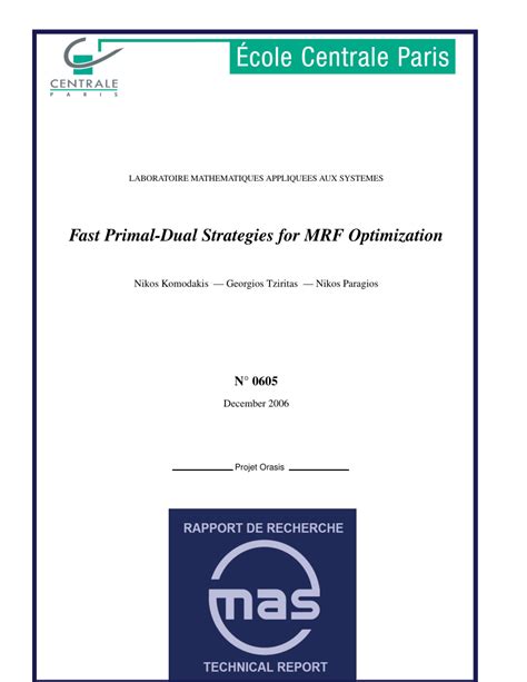 Pdf Fast Primal Dual Strategies For Mrf Optimization