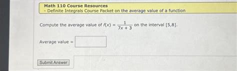 Solved Math 110 Course Resources Definite Integrals Course
