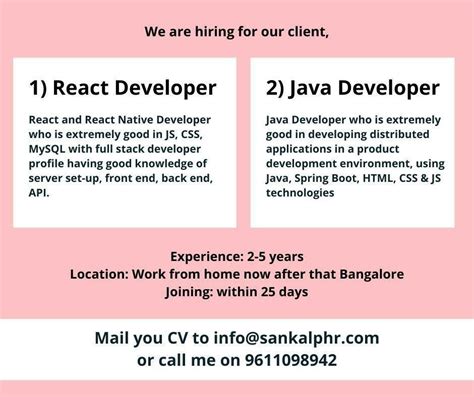 Aashu Gowda On Linkedin We Are Hiring React Developer And Java