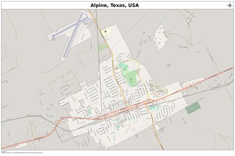 Alpine Texas Map With Street Labels Digital Print Poster Printable Map City Street Road Map