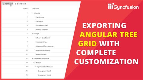 exporting angular tree grid with complete customization youtube