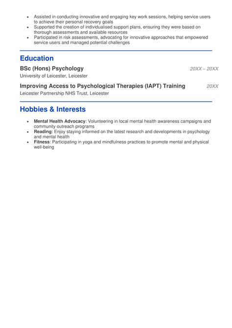 Mental Health Support Worker Cv Example With Writing Tips