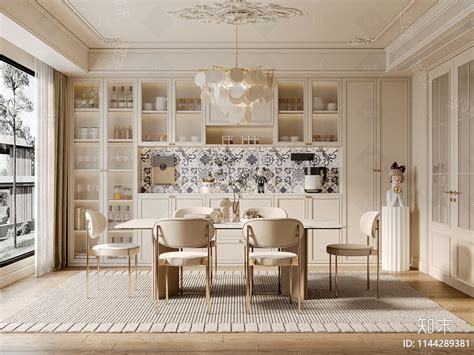 法式奶油风家居餐厅3d模型下载【id 1144289381】 知末3d模型网