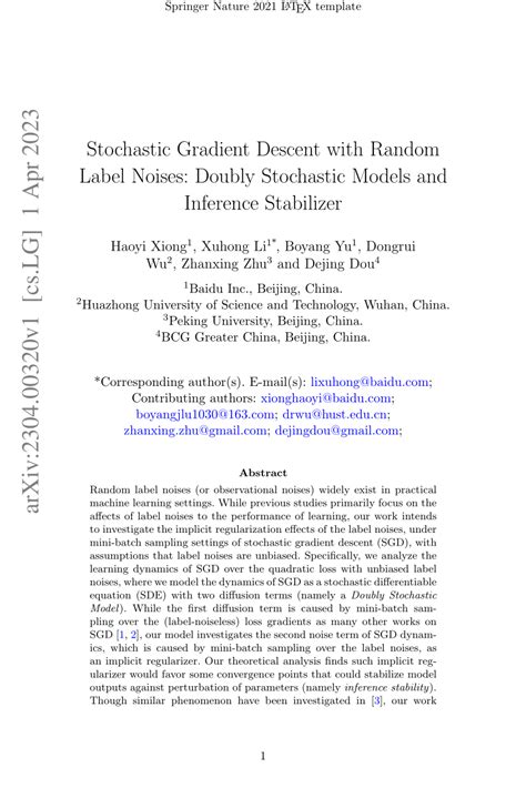 Pdf Stochastic Gradient Descent With Random Label Noises Doubly Stochastic Models And