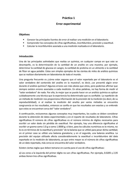 Práctica 1 Error Experimental Práctica 1 Error Experimental