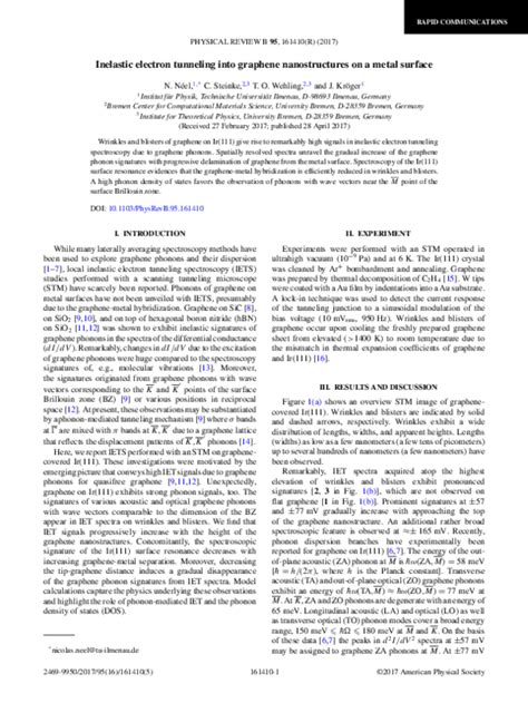Pdf Inelastic Electron Tunneling Into Graphene Nanostructures On A Metal Surface