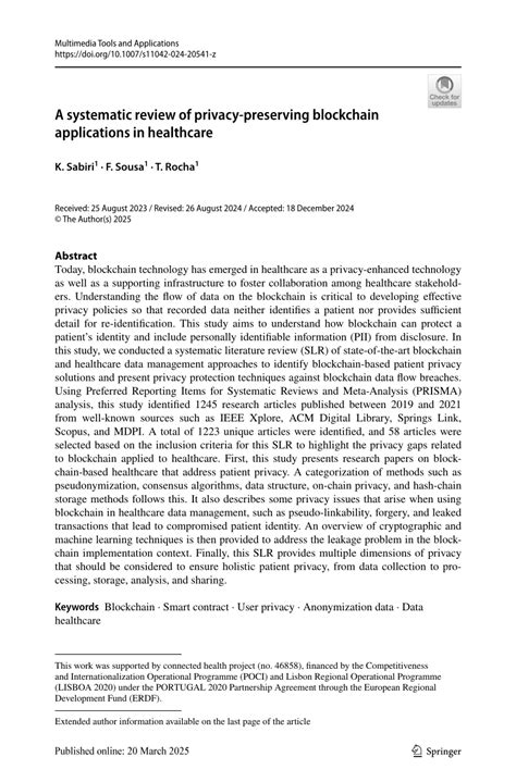 Pdf A Systematic Review Of Privacy Preserving Blockchain Applications In Healthcare