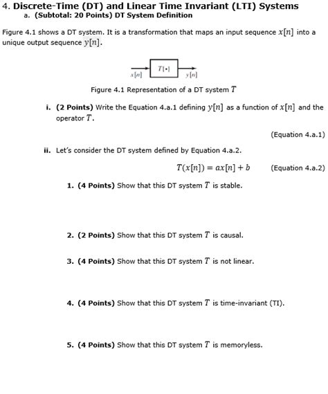 solved 4 discrete time dt and linear time invariant lti