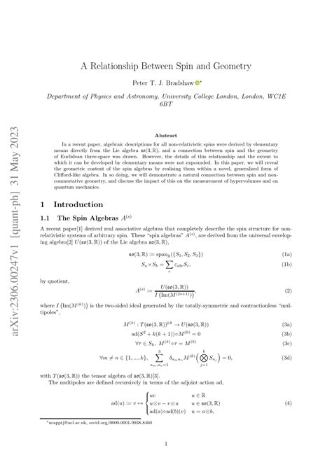 Pdf A Relationship Between Spin And Geometry