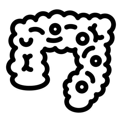 Human Intestine With Bacteria Showing Healthy Microbiome Line Icon
