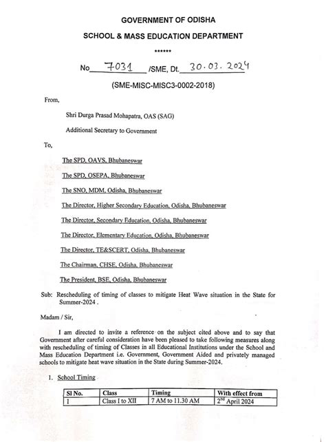 Oss Todays Rescheduled Class Timings For Summer 2024