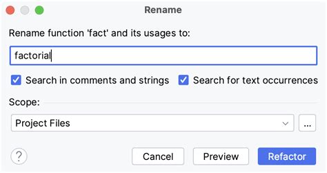 Rename Refactorings Pycharm Documentation