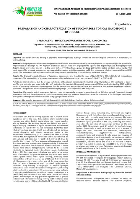 Pdf Preparation And Characterization Of Fluconazole Topical Nanosponge Hydrogel