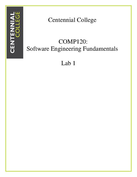Lab 1 2021 Fall Centennial College Comp120 Software Engineering Fundamentals Lab 1 Lab 1