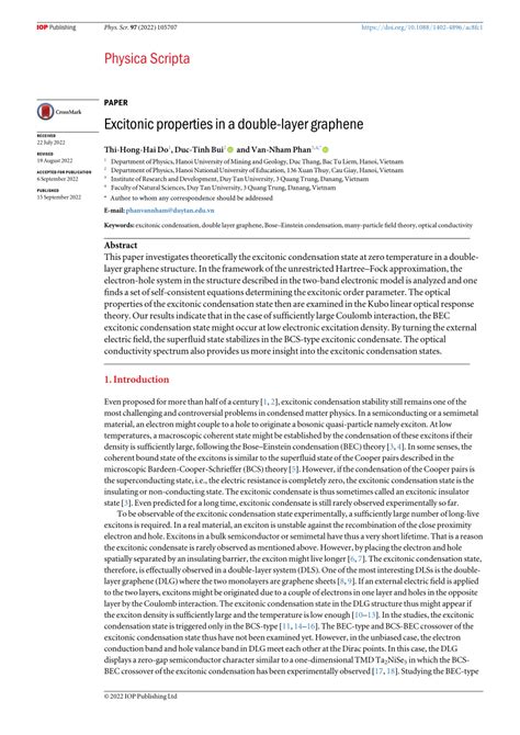 Excitonic Properties In A Double Layer Graphene Request Pdf