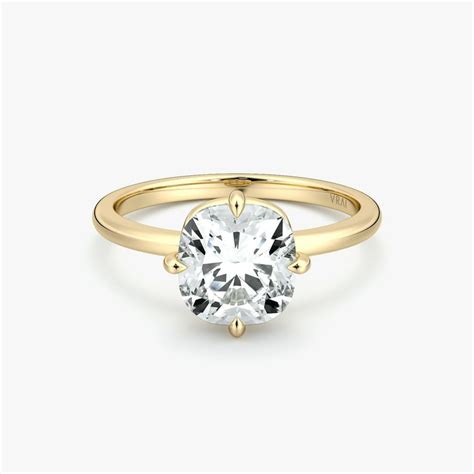 The Compass Solitaire Cushion Engagement Ring Plain Band Yellow