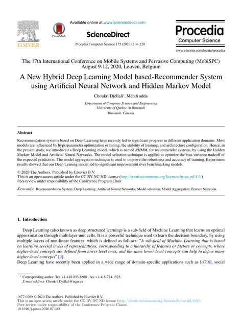 Pdf A New Hybrid Deep Learning Model Based Recommender System Using