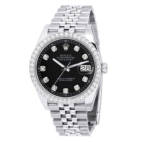 Rolex Datejust 41mm Black Dial Jubilee Bracelet Diamond Bezel For Men