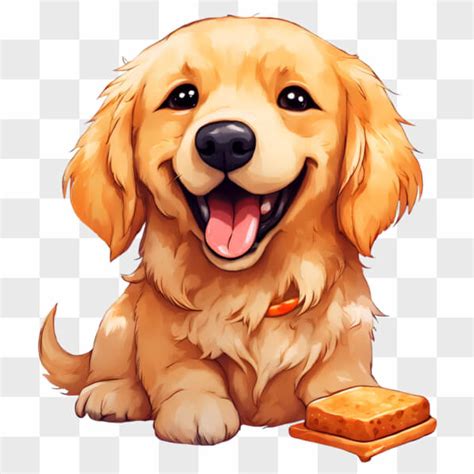 Download Kawaii Golden Retriever Hond Eet Brood Kawaii Online Op