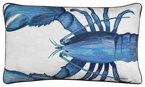 Blue Lobster Embroidered Pillow Cover Tide Hill