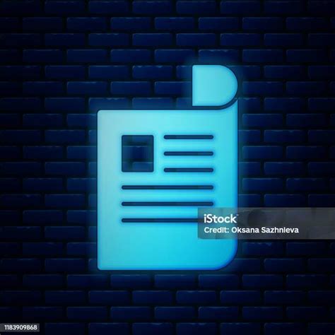 發光的霓虹燈文檔圖示孤立在磚牆背景上檔圖示清單圖示經營理念 向量插圖向量圖形及更多剔格圖片 剔格 剔號 剪貼板 Istock
