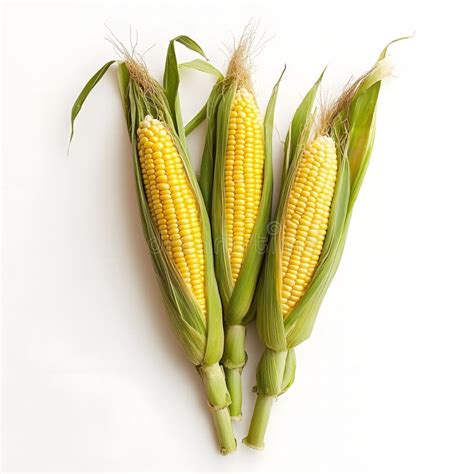 Three Corn Cobs Isolated On A White Background Stock Illustration