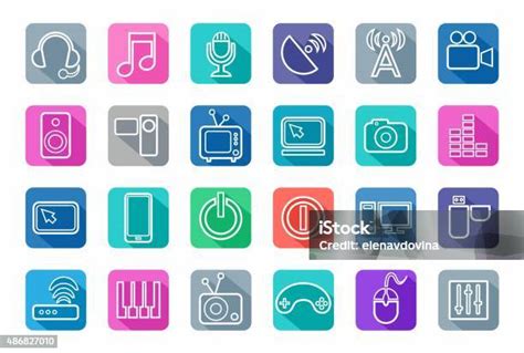 아이콘 미디어 하양 외형선 통신 컴퓨터 채색기법 배경기술 Shadow 전화에 대한 스톡 벡터 아트 및 기타 이미지 전화