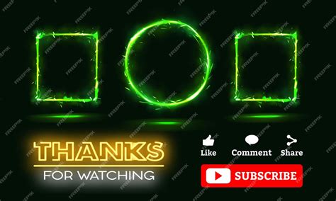 Premium Vector Youtube End Screen With Neon Background Youtube Video