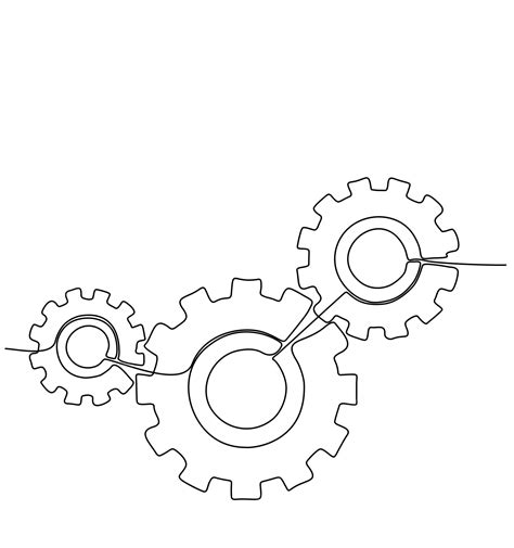Premium Vector Continuous Line Drawing Of Machine Gears Gear Vector