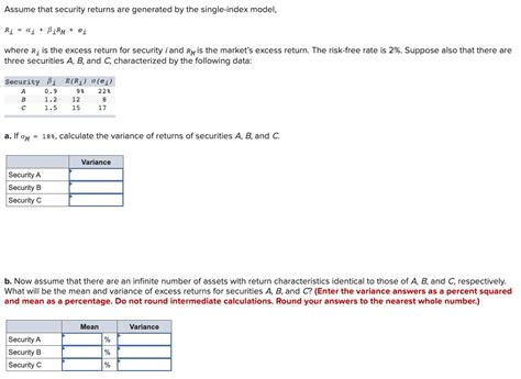 Solved Assume That Security Returns Are Generated By The Chegg