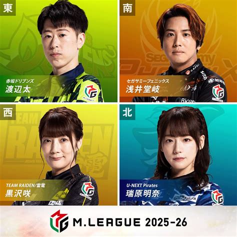 大和証券 Mリーグ 2025 26 3 27 金 レギュラーシーズン 108日目 108日 第1️⃣試合の出場選手発表 東家： 渡辺太
