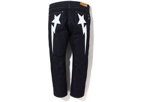 Bape Bape Sta Relaxed Fit Denim Pants Indigo Mens Fw22 Us 47 Off