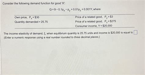 Solved Consider The Following Demand Function For Good Chegg