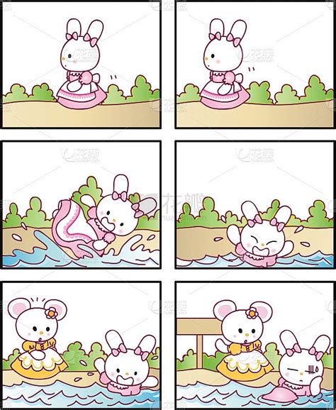 矢量卡通兔子公主漫画故事素材 花瓣网