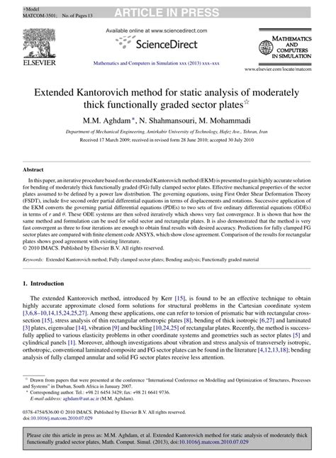 Pdf Extended Kantorovich Method For Static Analysis Of Moderately