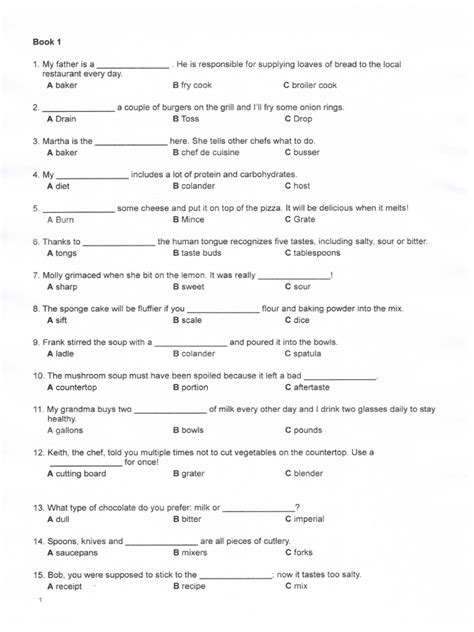 Cooking Book 1 Test Pdf Cooking Foods