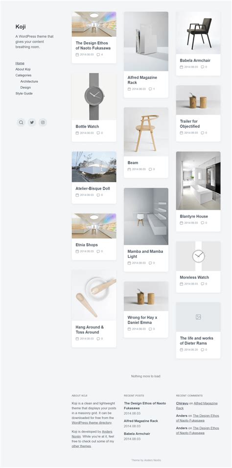 Koji Clean Masonry Wordpress Theme Bypeople
