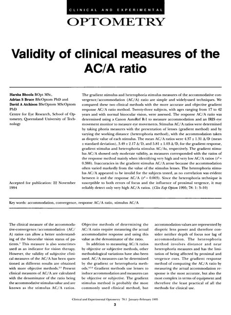 Pdf Validity Of Clinical Measures Of The Aca Ratio