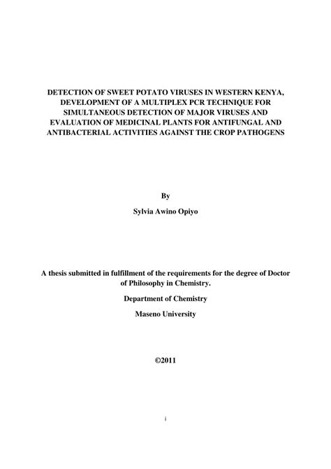 pdf detection of sweet potato viruses in western kenya development