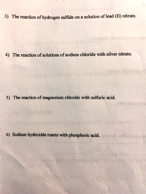 Solved 3 The Reaction Of Hydrogen Sulfide On Solution Of Lead Ii Nitrate The Reaction Of