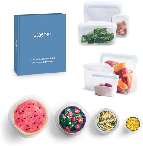 Stasher Silicone Reusable Storage Bags And Stretch Lids 10
