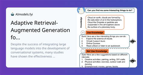 Adaptive Retrieval Augmented Generation For Conversational Systems Ai