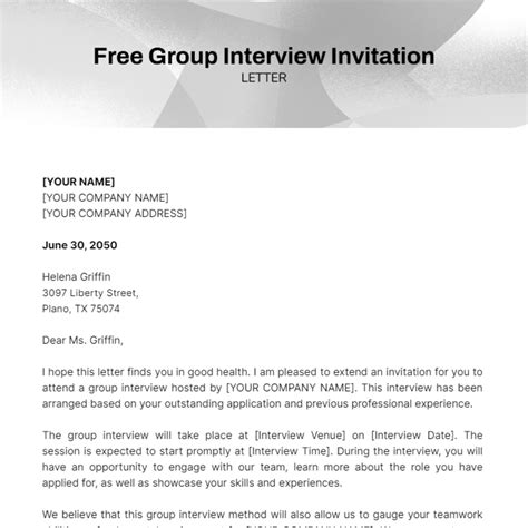 Group Interview Invitation Letter Template
